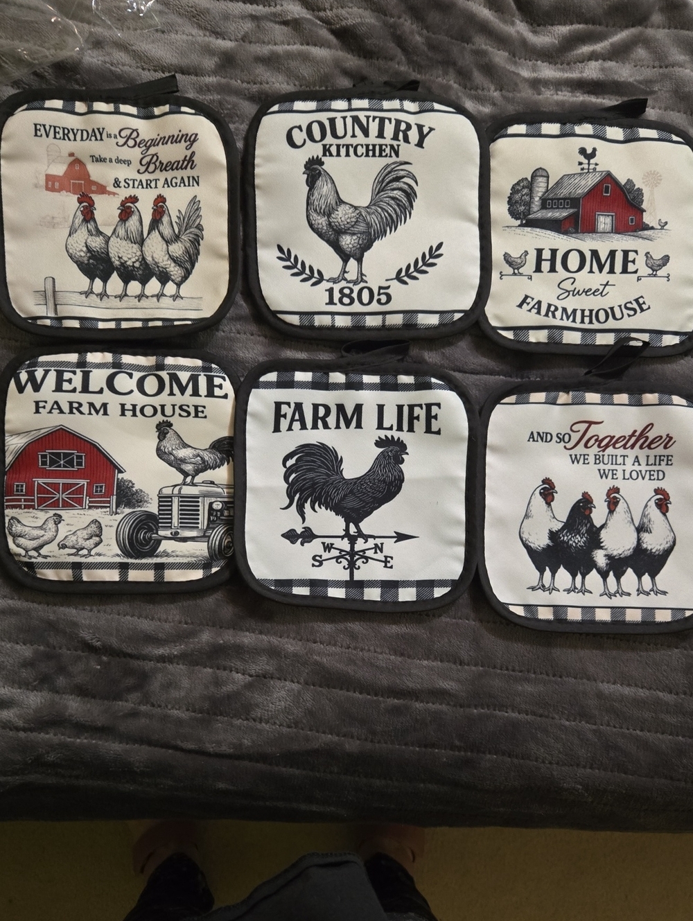 Kitchen | Farm Life Chicken Print Potholder Black White | Poshmark